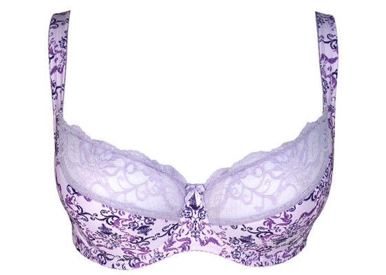 Light purple Fashion Floral Print Full Figured Bras with Racerback for Ladies
