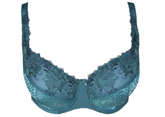 Tissu figure fantastique d'élégance de satin de jacquard de dentelle brodé par soutiens-gorge de Teal plein