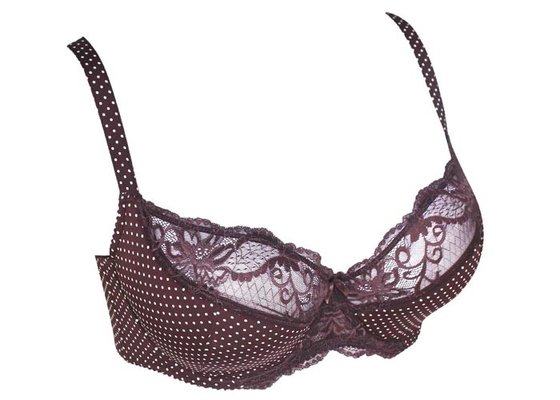 Le café figure doucement complètement le tissu de Microfiber de dentelle des soutiens-gorge 95E, impression par points classique