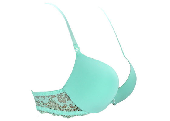 Soutiens-gorge sans couture d'Underwire capitonnés par gel, joli soutien-gorge vert de dentelle pour l'été