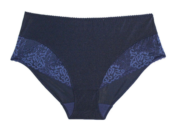 Plus confortable bleu-foncé plus des culottes de taille dans L/dentelle contraste de XL/XXL/XXXL