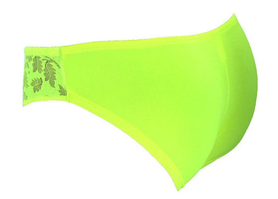 Façonnez à de brèves culottes de bikini de microfiber les sous-vêtements jaunes au néon