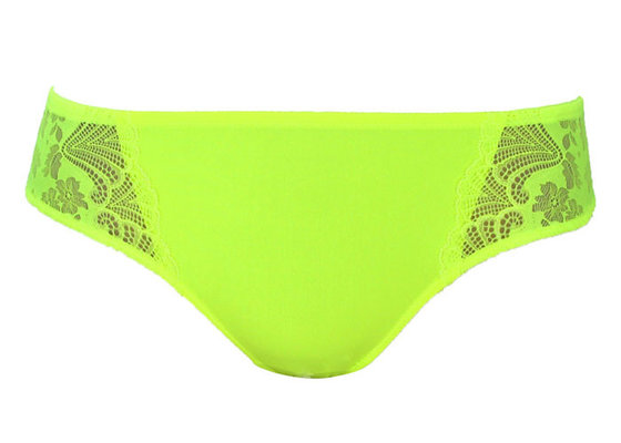 Façonnez à de brèves culottes de bikini de microfiber les sous-vêtements jaunes au néon