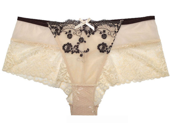 Couverture arrière de culottes femelles de Boyshort de maille de broderie d'OEM pleine
