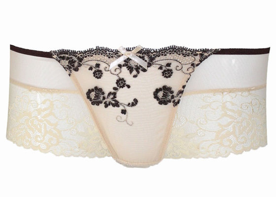 Couverture arrière de culottes femelles de Boyshort de maille de broderie d'OEM pleine
