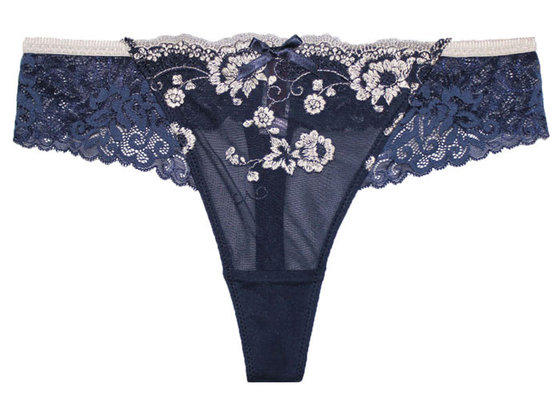 Sous-vêtements confortables de lanière de dentelle de lanières sexy de femmes de maille de broderie