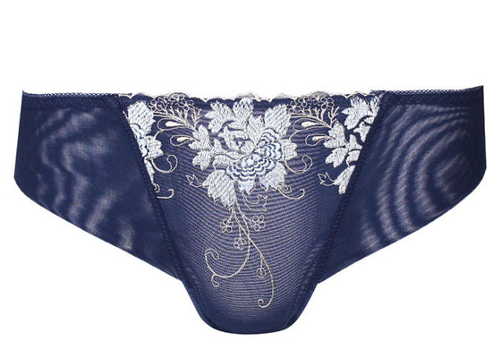 Lanières sexy de femmes de broderie bleu-foncé d'ODM d'OEM avec le modèle floral