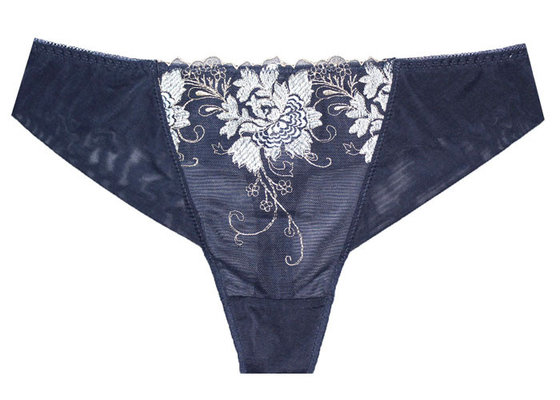 Lanières sexy de femmes de broderie bleu-foncé d'ODM d'OEM avec le modèle floral