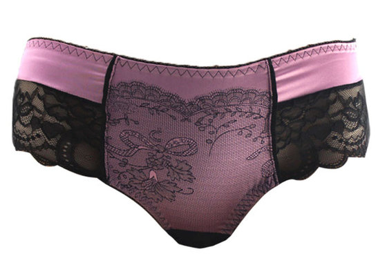 Culotte assez confortable de Boyshort d'équilibre de dentelle avec le beau satin à l'avant