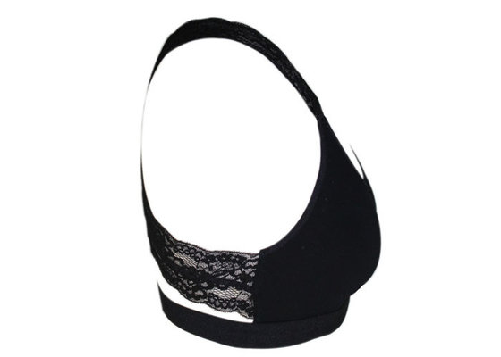 Soutien-gorge élastique noir de pull de coton avec des loisirs de courroie de dentelle