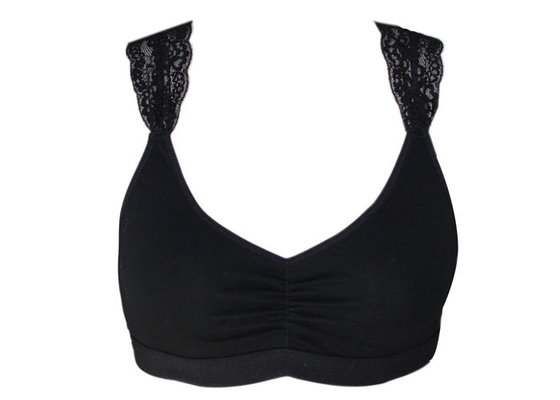Soutien-gorge élastique noir de pull de coton avec des loisirs de courroie de dentelle