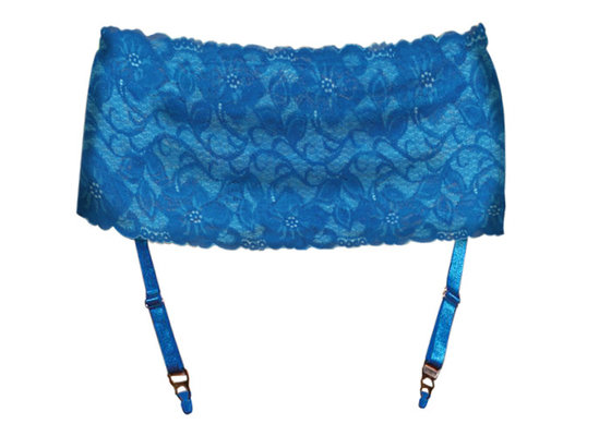 Ceintures de jarretière sexy démontables bleues de Beautifu avec la dentelle florale élastique