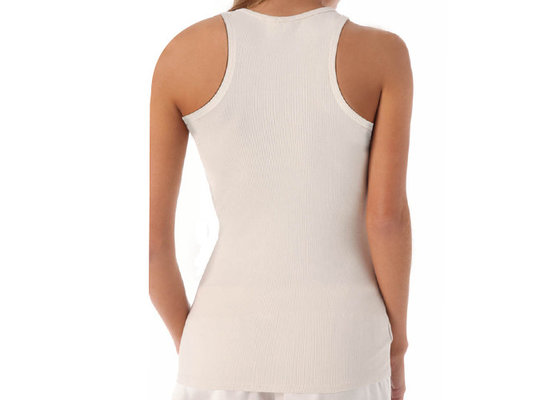 Les loisirs ont détendu le dessus de réservoir tricoté par style avec l'encolure de V, gris/blanc