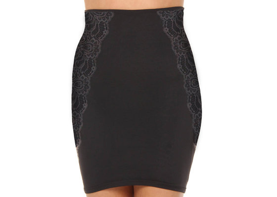 Noir doux soyeux de jupe de Microfiber de courbes de glissements sexy modèles faits sur commande de dames