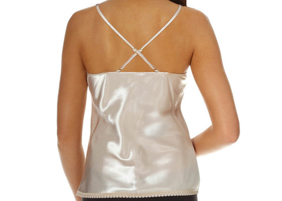 Princesse Pure White Elegant Ladies glisse la camisole de décolleté en V avec l'équilibre de dentelle