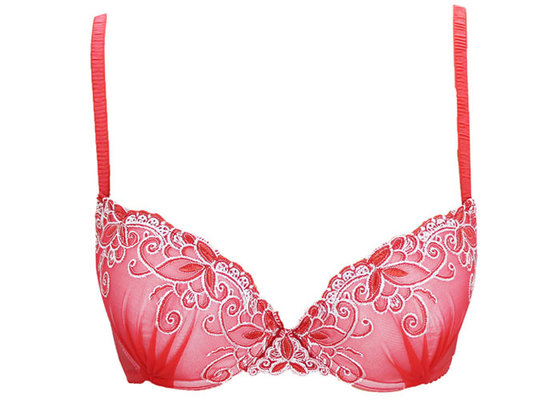 Le confort rouge soulèvent le soutien-gorge de plongeon de soutien-gorge de broderie d'Underwire de soutien-gorge