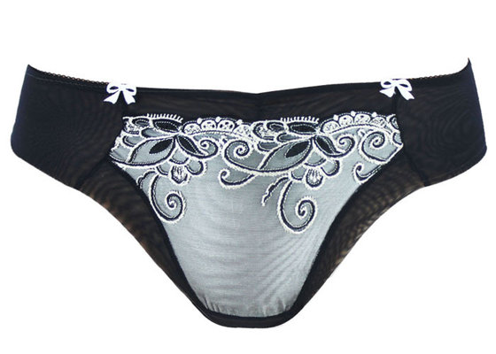Madame culottes d'Embroided de sous-vêtements transparents sexy de maille jeune avec l'arc