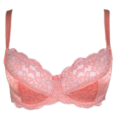 Soutiens-gorge figure sexy de satin élastique de jacquard les pleins, haute ont centré la dentelle sensible avant