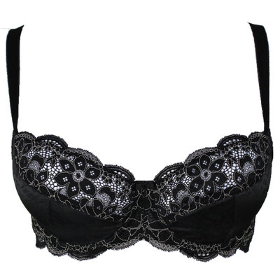Soutiens-gorge figure sexy de satin élastique de jacquard les pleins, haute ont centré la dentelle sensible avant
