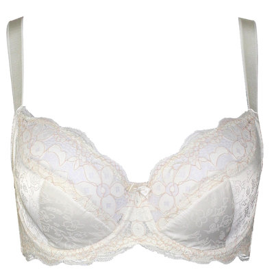 Soutiens-gorge figure sexy de satin élastique de jacquard les pleins, haute ont centré la dentelle sensible avant