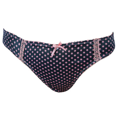 Black Beauty Satin Dot Sexy T-shaped Trousers For Lady / Women