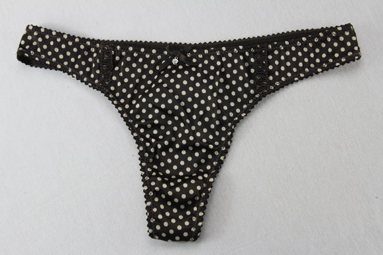 Black Beauty Satin Dot Sexy T-shaped Trousers For Lady / Women