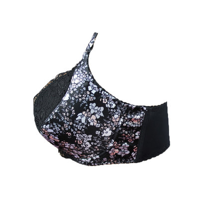 Lingerie de Madame Comfortable Plus Size D E de femmes de soutiens-gorge de tasse de satin de fleur de cru pleine