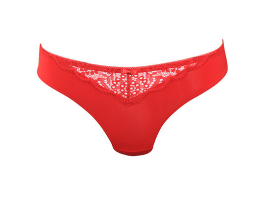 Comfortable Hot Red Micro Mini Thong Lace Decoration Woman Lingerie T Back Thong