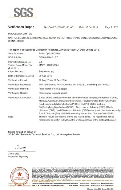 China ModuleTek International Co., Limited certification