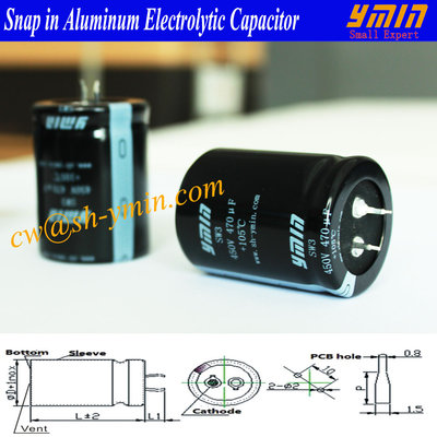 450V 470uF Capacitor 105C 3000 Hours Snap in Electrolytic Capacitor for Wind Turbine Power Inverter and AC Wave Inverter