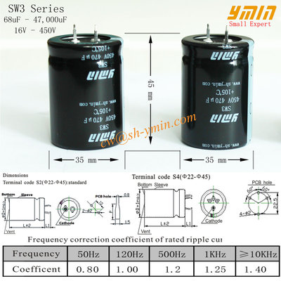 105°C 6000 Hours Capacitor Snap in Electrolytic Capacitor for Solar PV Power Inverter and Wind Power Inverter