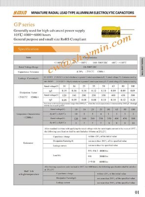 High Ripple Current  Capacitor Radial Aluminum Electrolytic Capacitor for LED Lighting and General Purpose