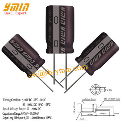 LK Series 105°C 6000 ~ 8000 Hours Capacitors Radial Aluminium Electrolytic Capacitors for LED Lamps RoHS