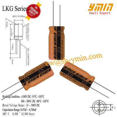 LKG Series 105°C  8,000 ~ 12,000 Hours Capacitor Radial Aluminum Electrolytic Capacitor for General Purpose RoHS