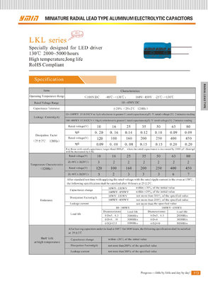 LKL Series 130°C 2,000 ~ 5,000 Hours Capacitor Radial Aluminum Electrolytic Capacitor for General Purpose RoHS