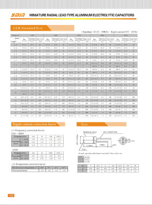 LLK Series 105°C 12,000 ~ 20,000 Hours Capacitor Radial Aluminum Electrolytic Capacitor for General Purpose RoHS