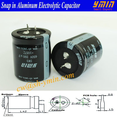 450V 390uF Capacitor 105C 6000 Hours Snap in Aluminum Electrolytic Capacitor for AC Wave Inverters RoHS