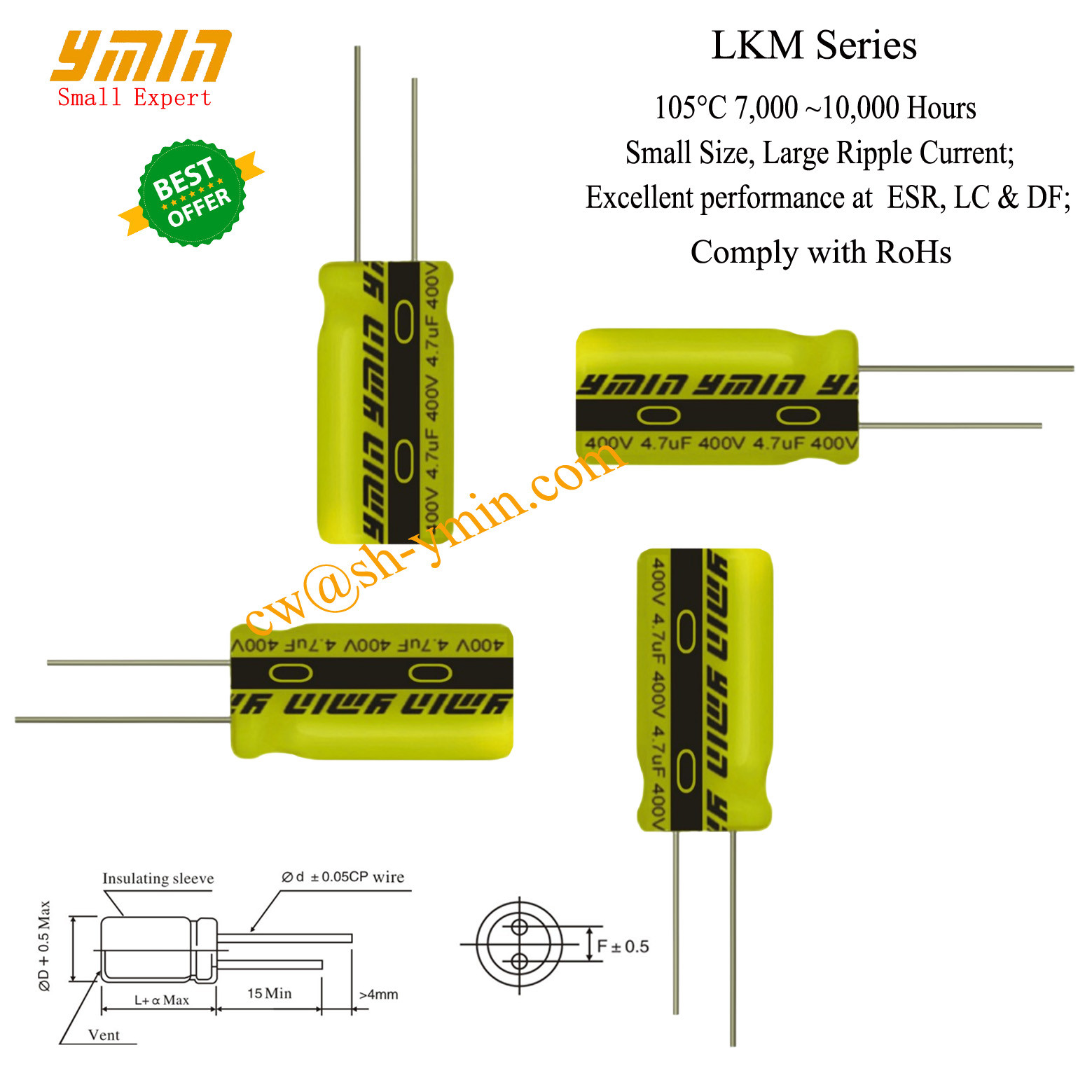 Low LC Capacitor Radial Aluminum Electrolytic Capacitor for  LED Driver LED Lighting and General Purpose