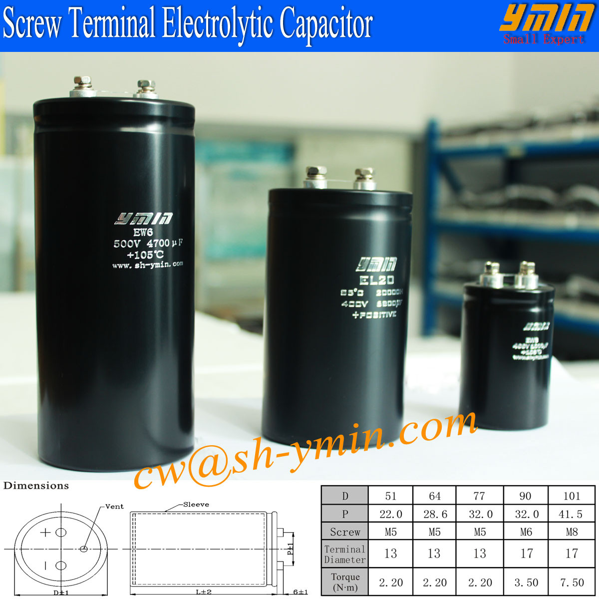 4700uF 500V Capacitor Screw Terminal Aluminum Electrolytic Capacitor for UPS High Power Supply