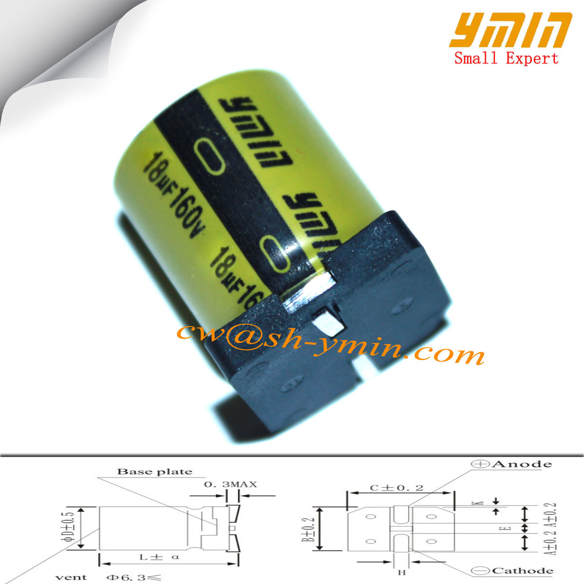 105°C 10,000 Hours160V 18uF 8x12.5mm SMD Capacitors VKM Series SMD Aluminum Electrolytic Capacitor  RoHS