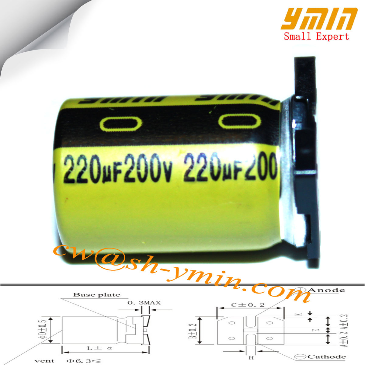 200V 220uF 20x21.5mm SMD Capacitors VKM Series 105°C 10,000 Hours SMD Aluminum Electrolytic Capacitor  RoHS