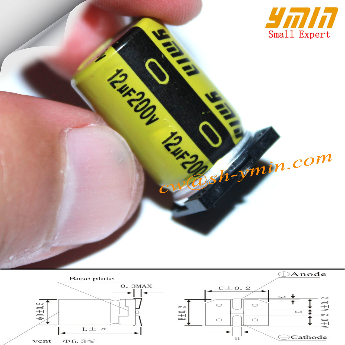 200V 12uF 8x12.5mm SMD Capacitors VKM Series 105°C 10,000 Hours SMD Aluminum Electrolytic Capacitor  RoHS
