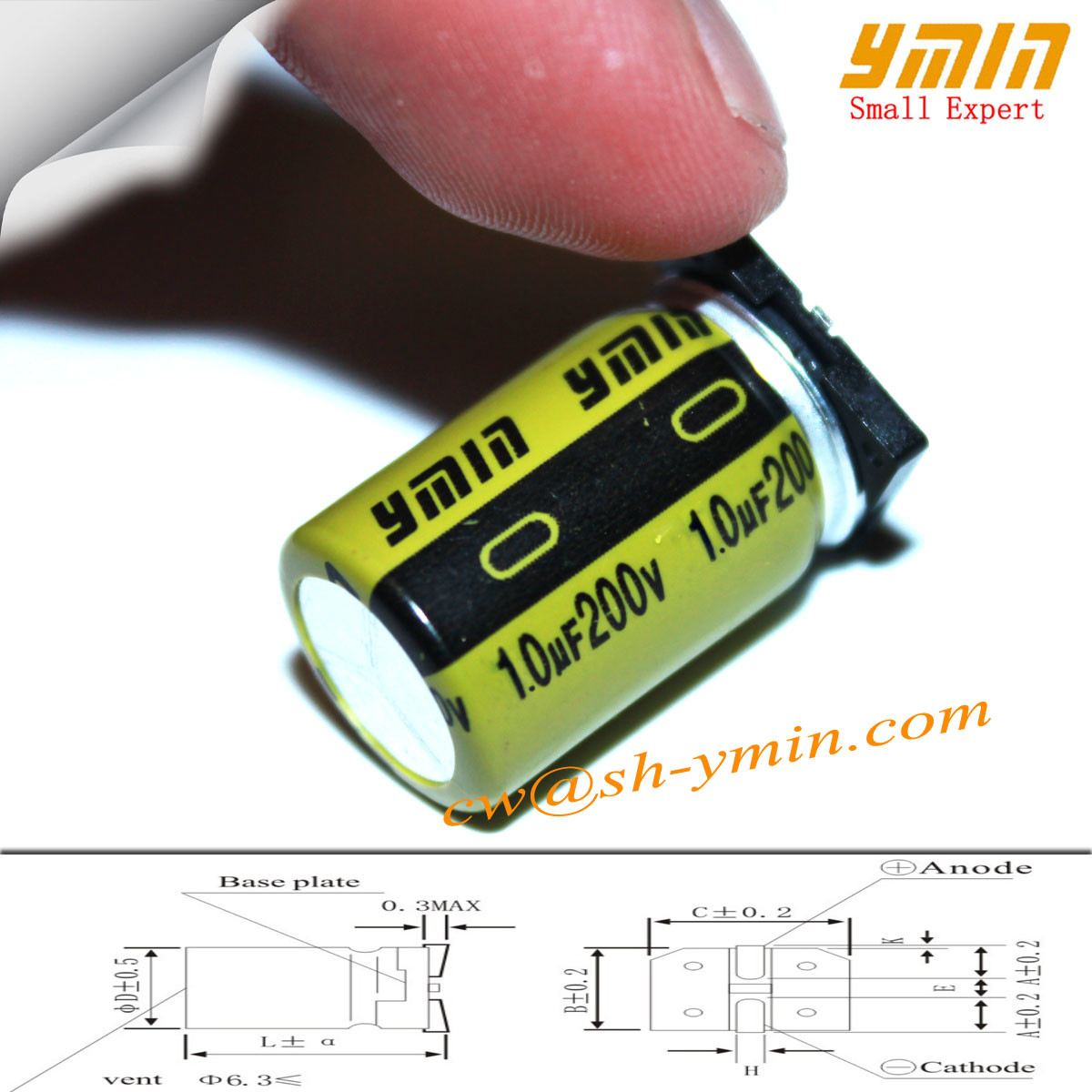 200V 1.0uF 5x10mm SMD Capacitors VKM Series 105°C 10,000 Hours SMD Aluminum Electrolytic Capacitor  RoHS