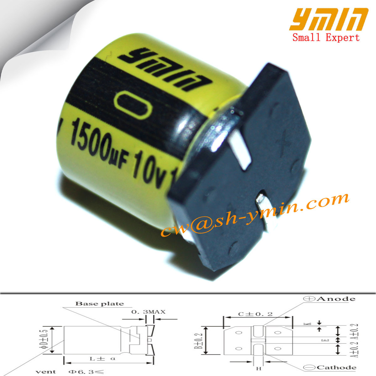 10V 1500uF 10x13mm SMD Capacitors VKM Series 105°C 10,000 Hours SMD Aluminum Electrolytic Capacitor  RoHS