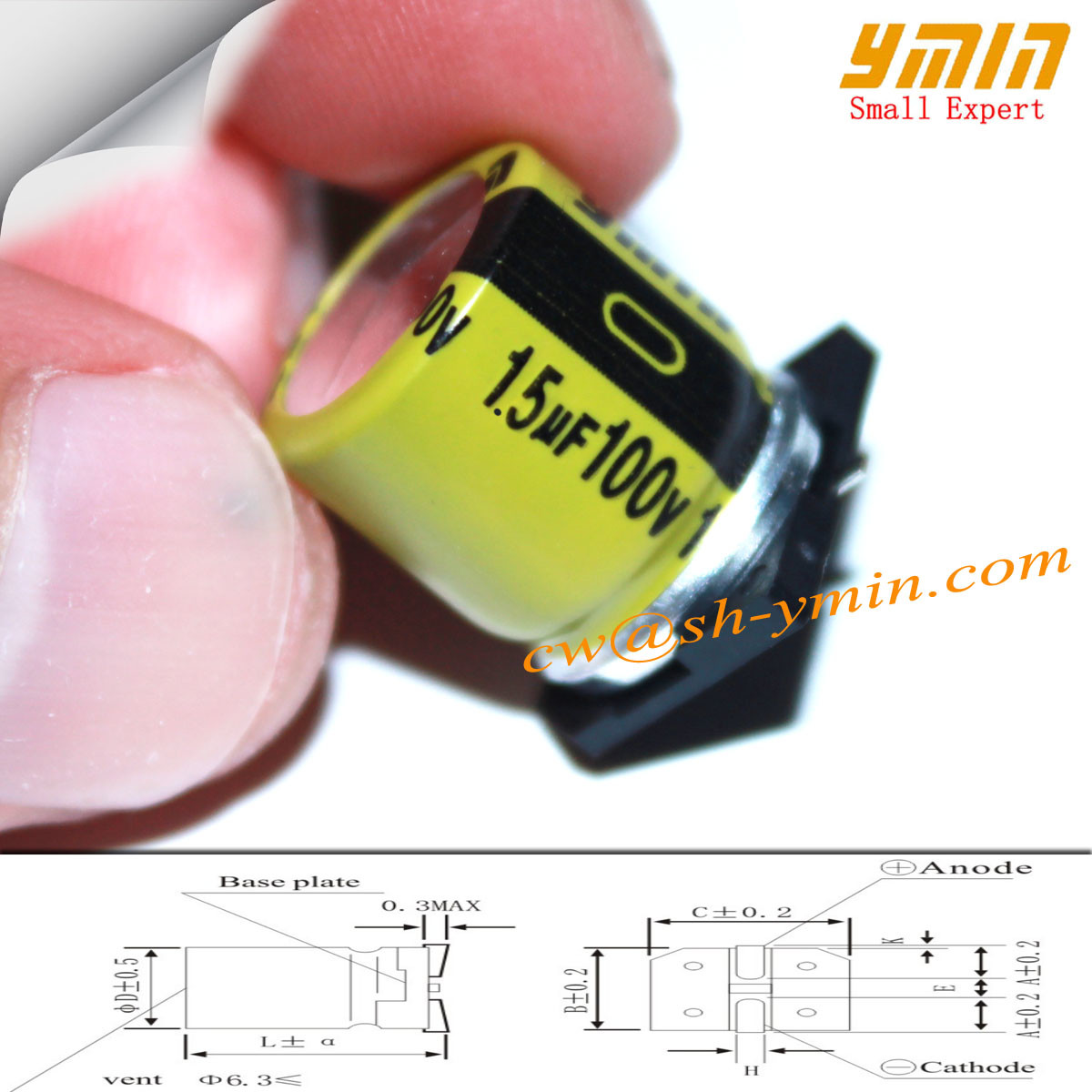 100V 1.5uF 5x10mm SMD Capacitors VKM Series 105°C 10,000 Hours SMD Aluminum Electrolytic Capacitor  RoHS