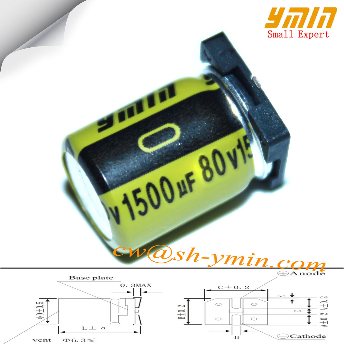 80V 1500uF 20x21.5mm SMD Capacitors VKM Series 105°C 7,000 ~ 10,000 Hours SMD Aluminum Electrolytic Capacitor  RoHS