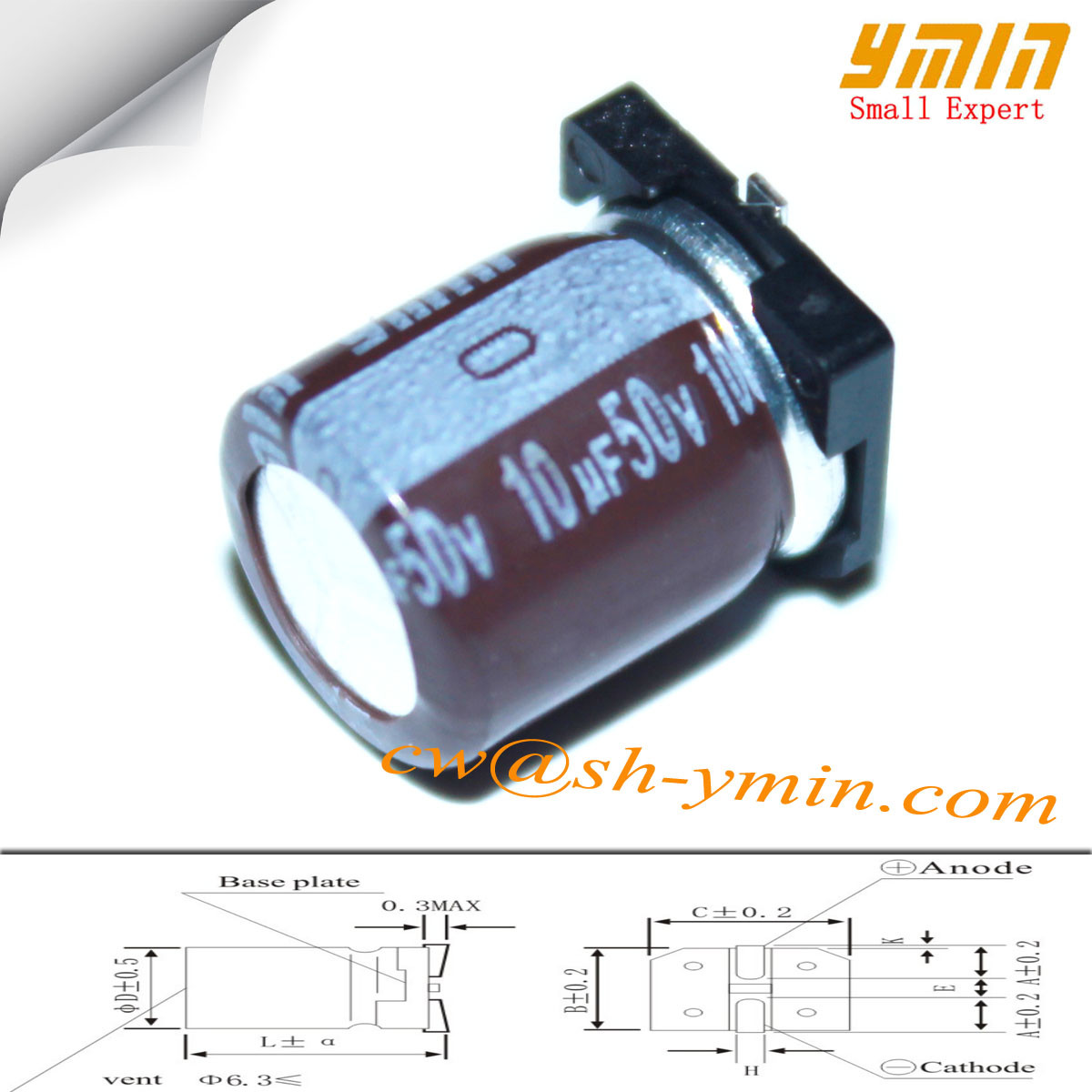 50V 10uF 5x10mm SMD Capacitors VKO Series 105°C 6,000 ~ 8,000 Hours SMD Aluminum Electrolytic Capacitor  RoHS