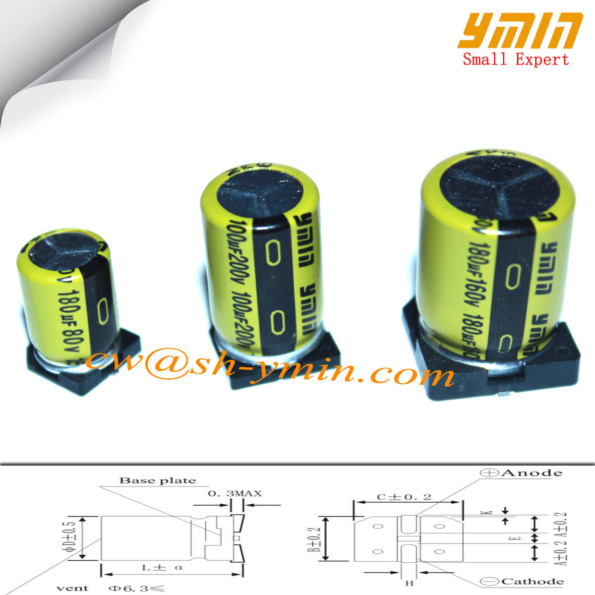 180uF 80V 10x14.5mm SMD Capacitors VKM Series 105°C 7,000 ~ 10,000 Hours SMD Aluminum Electrolytic Capacitor  RoHS