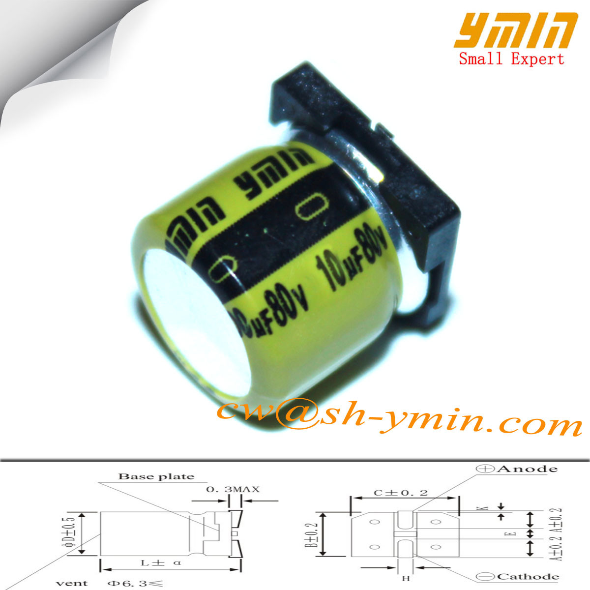 80V 10uF 5x10mm SMD Capacitors VKM Series 105°C 7,000 ~ 10,000 Hours SMD Aluminum Electrolytic Capacitor  RoHS