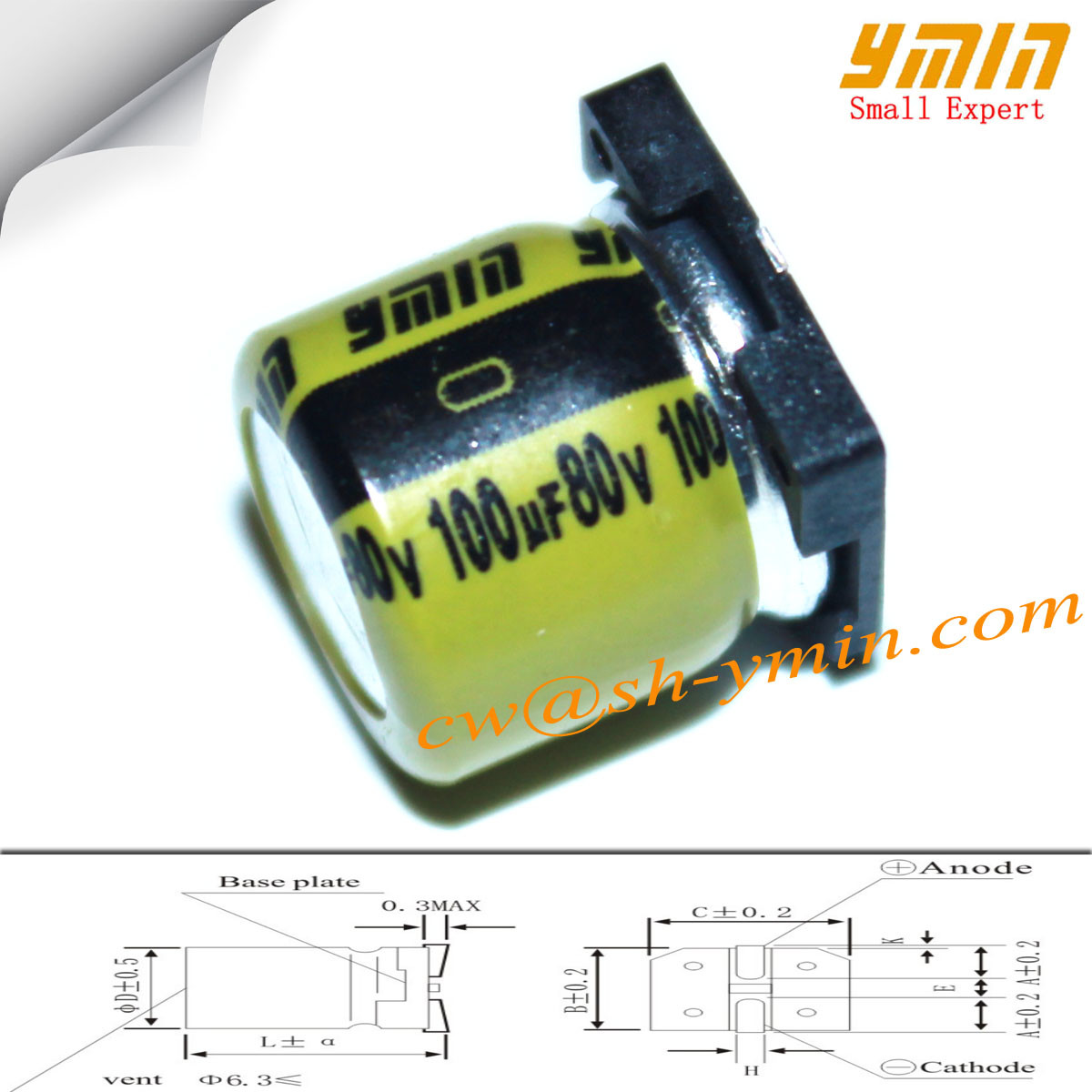 80V 100uF 10x10mm SMD Capacitors VKM Series 105°C 7,000 ~ 10,000 Hours SMD Aluminum Electrolytic Capacitor  RoHS